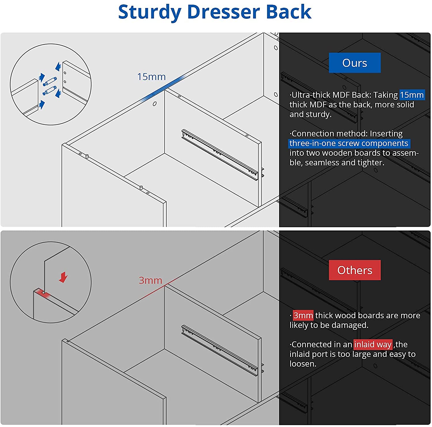 6 Drawer Dresser Black – cozycastle.com